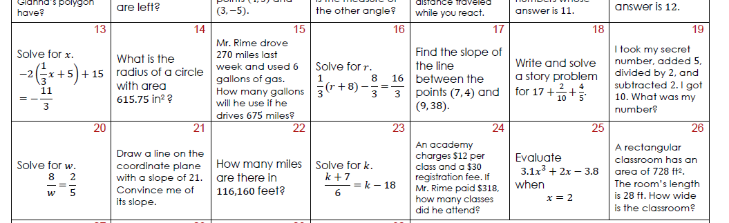 Math Calendars for Middle and High School Students – Denise Gaskins ...