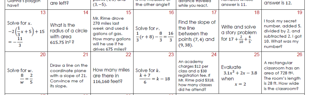 Math Calendars for Middle and High School Students – Denise Gaskins ...