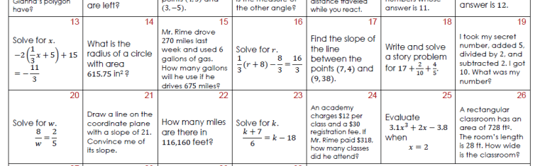 Math Calendars for Middle and High School Students – Denise Gaskins ...