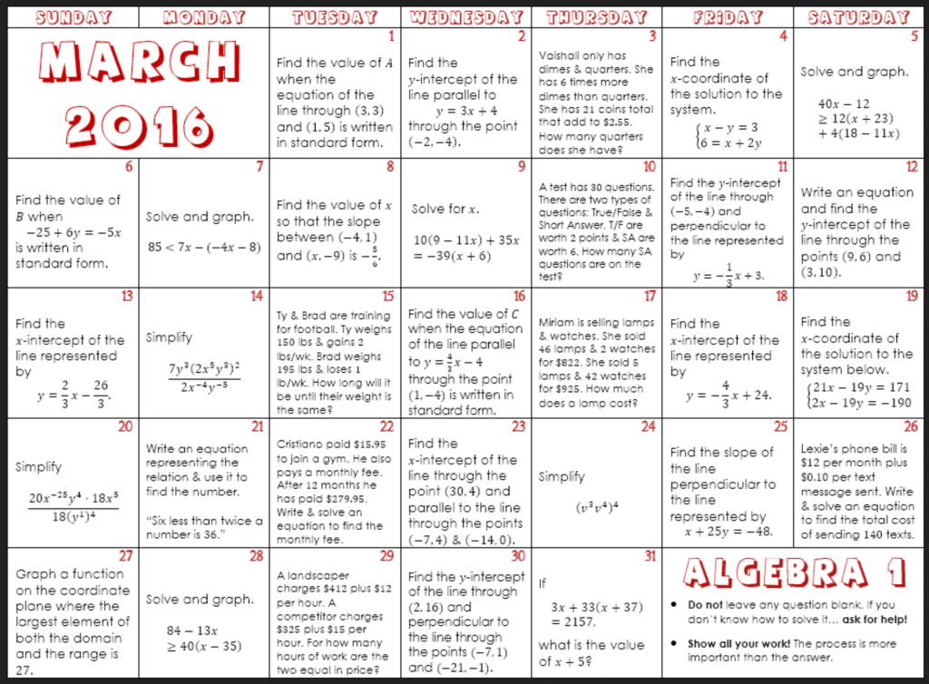 March 2016 Math Calendars – Denise Gaskins' Let's Play Math
