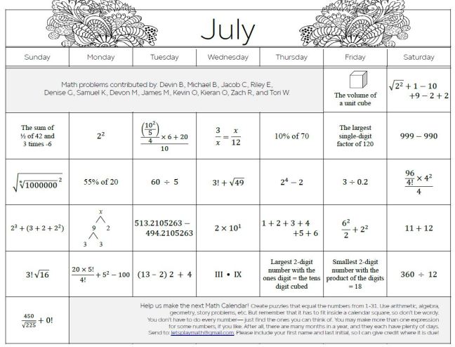 Did You Get Your Math Calendar? – Denise Gaskins' Let's Play Math